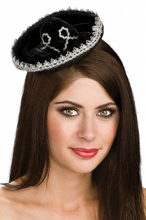 Black/Silver Mini Mariachi Sombrero Hat 6662 - Private Island Party