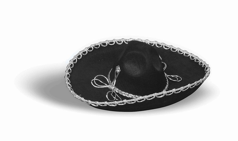 Black/Silver Mini Mariachi Sombrero Hat 6662 - Private Island Party