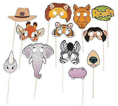 Zoo Animal Photo Stick Props 12 PACK 38437 - Private Island Party