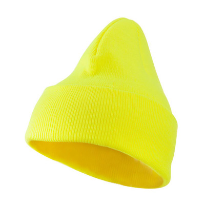 Beanie Long Hat Neon Yellow Retro 5762