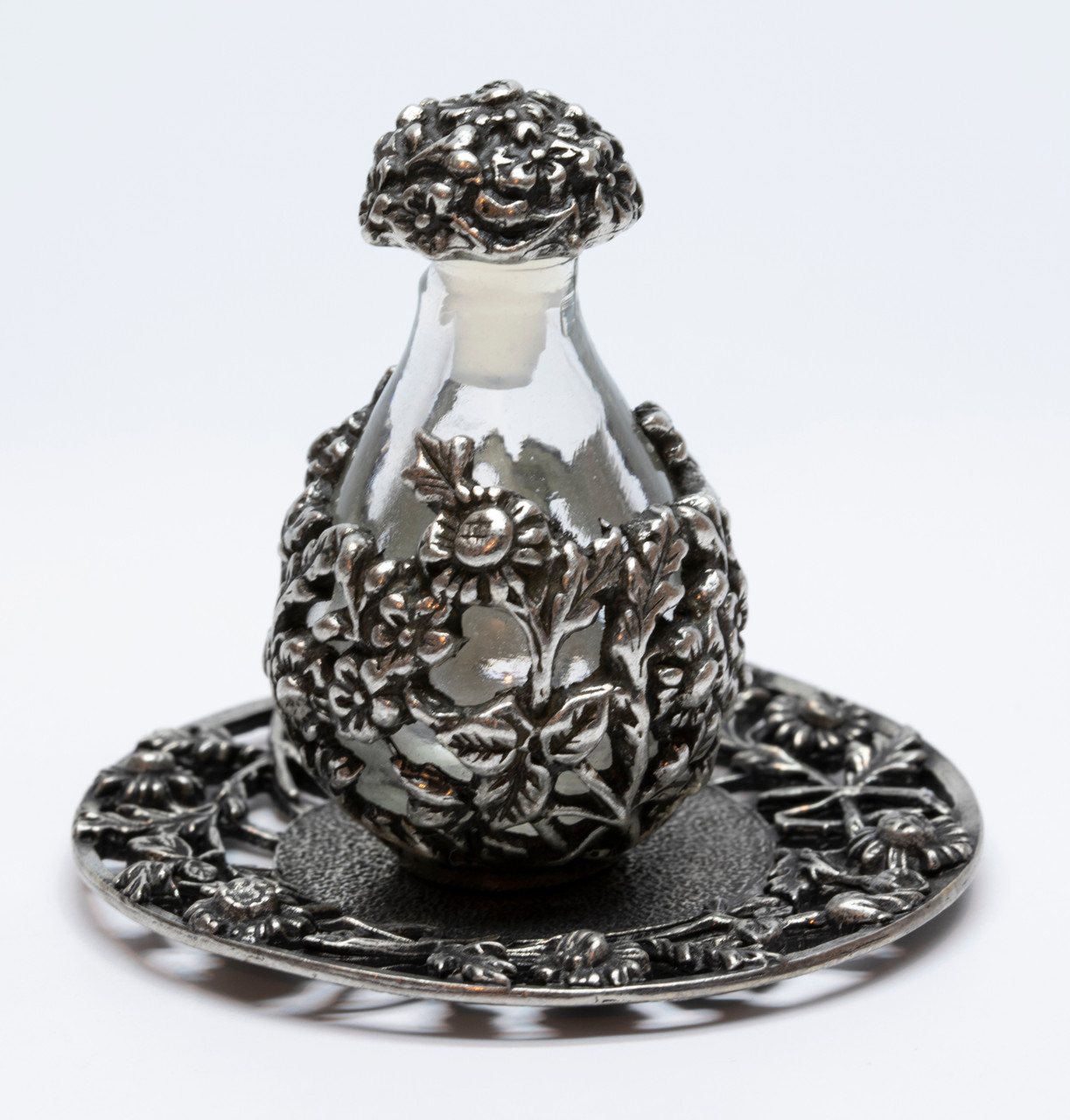 Pewter with Clear Glass Victorian Tear Bottle - Tear Catcher