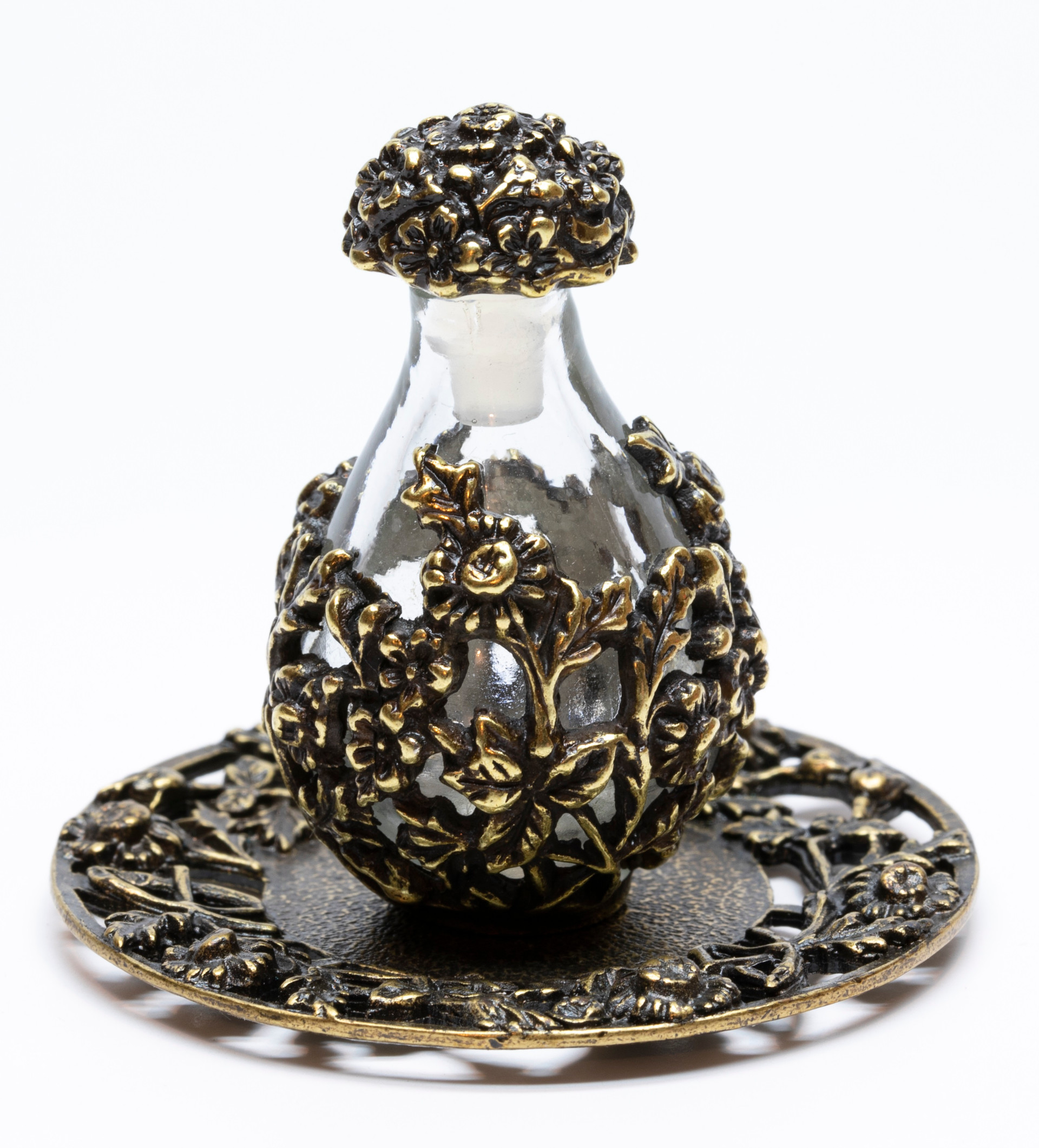 Brass with Clear Glass Victorian Tear Bottle | Victorian Tear Bottles