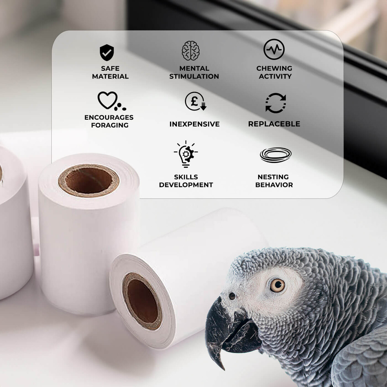 Paper Roll Parrot Toy Parts - 4 Pack - Parrot Essentials