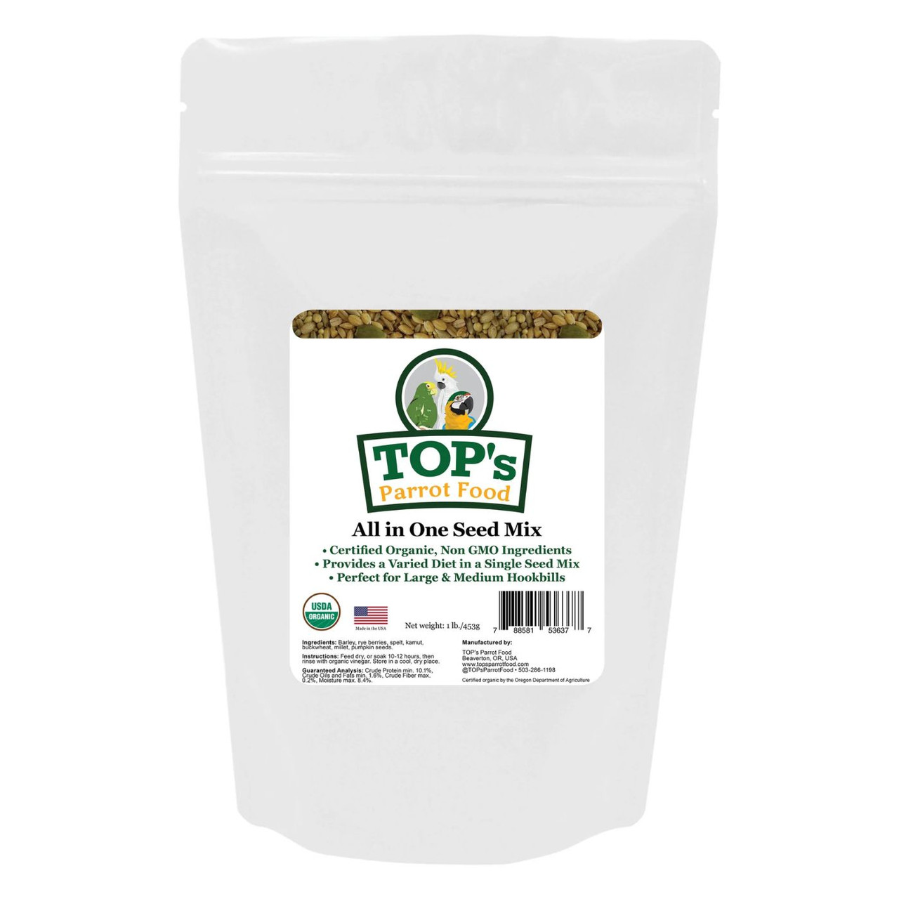 TOP's Organic Parrot Food & Bird Seed Mixes from Parrot Essentials