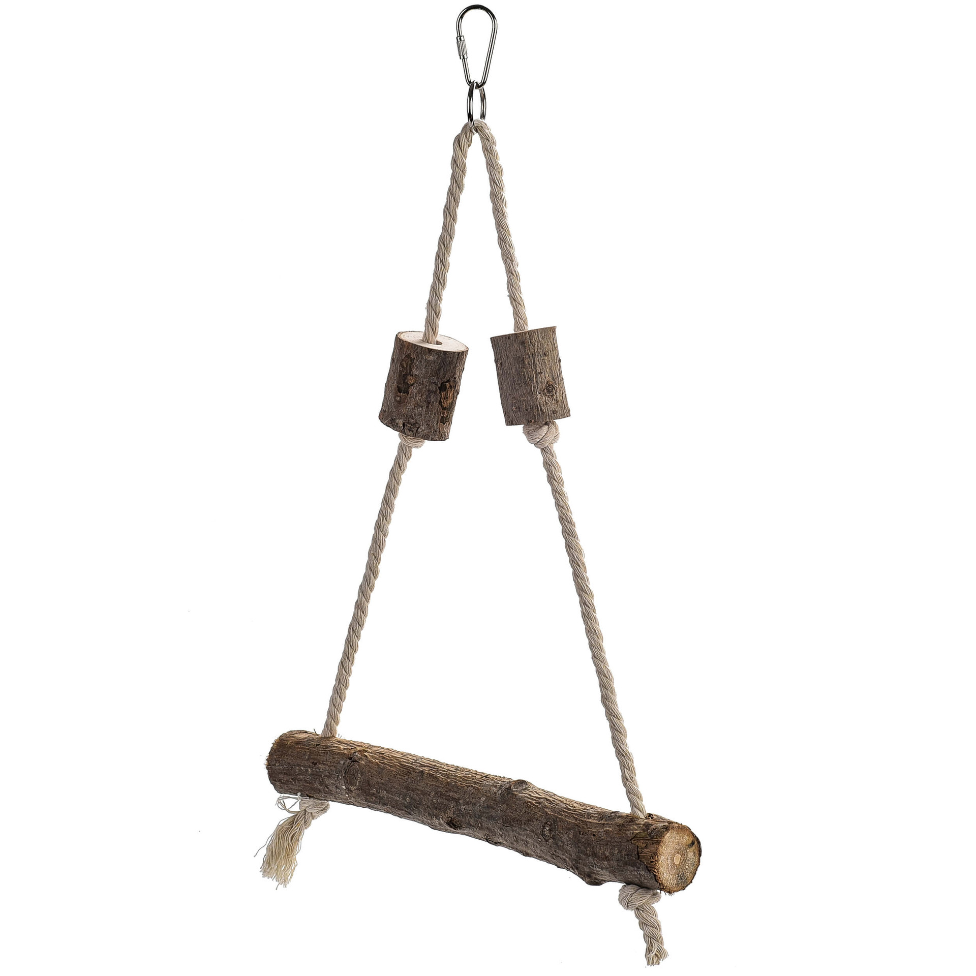 Natural Wood & Rope Swing Parrot Perch - Parrot Essentials