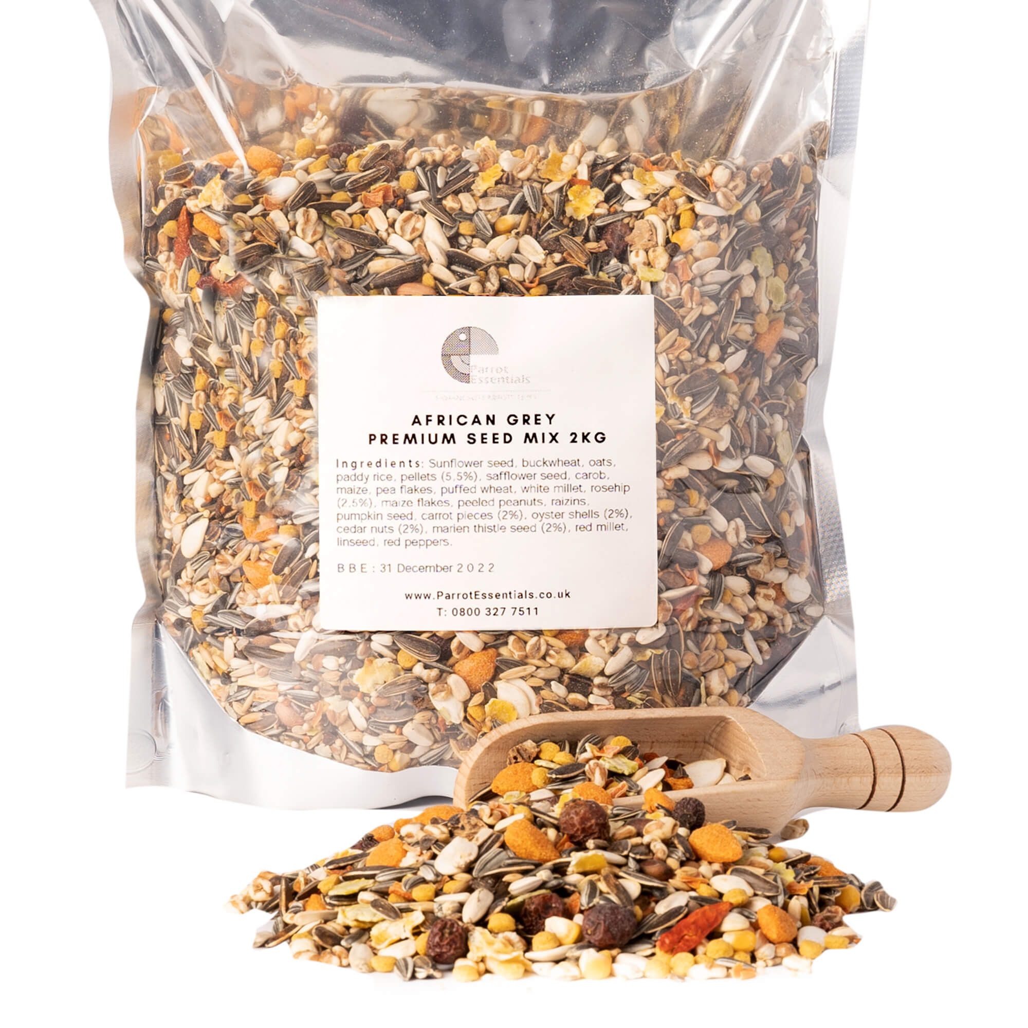 Premium African Grey Parrot Food Seed Mix for Pet Birds 2Kg