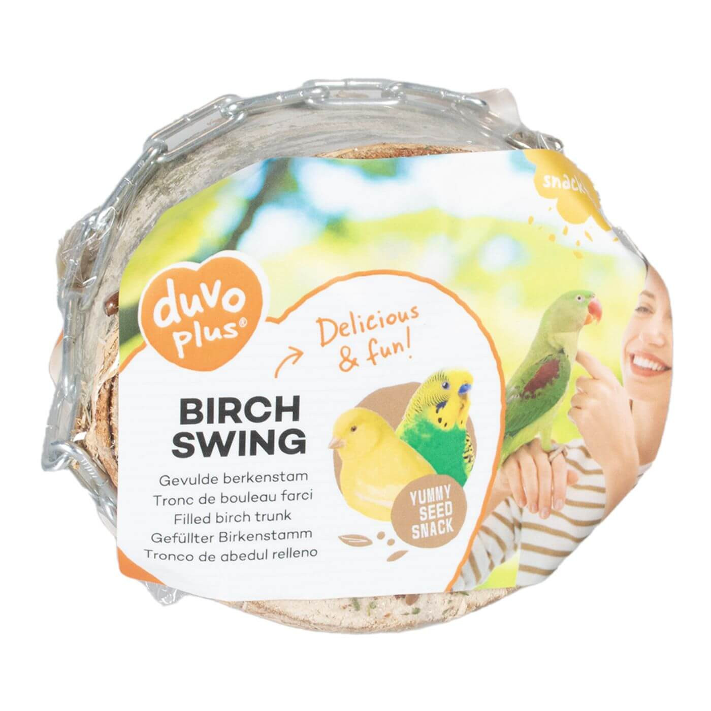 Foraging Parrot Toy Filled with Treats - Birch Trunk Swing