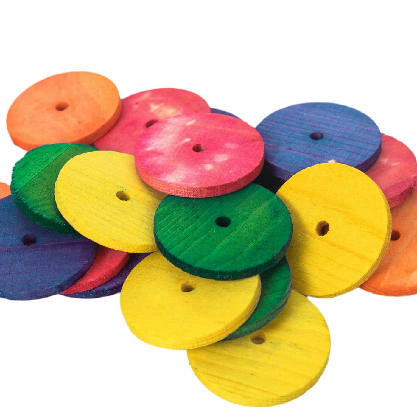 Coloured Wooden Disc Parrot Toy Parts | Parrot Essentials