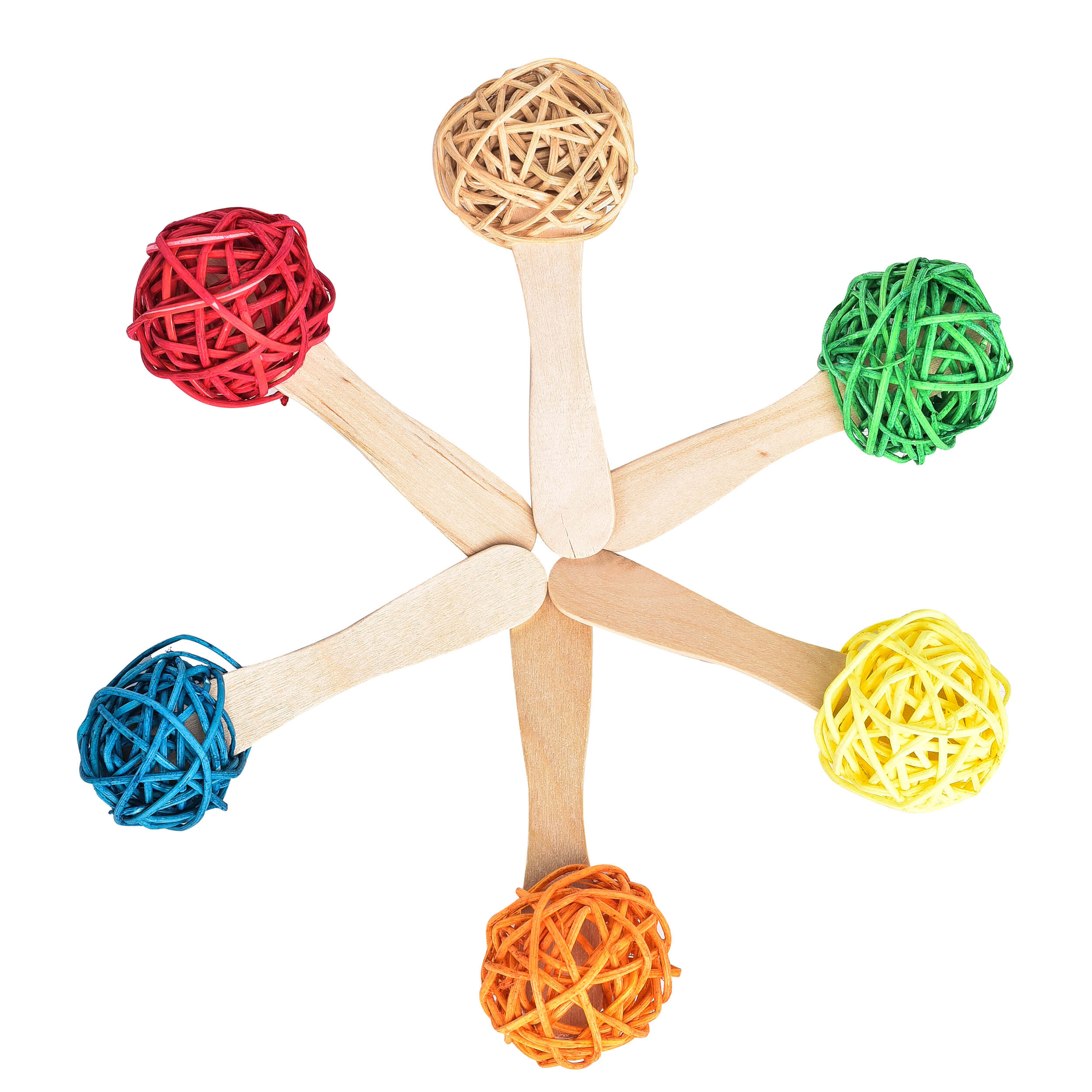 Pack 6 Foot Parrot Toy Vine Ball Sticks - Parrot Essentials