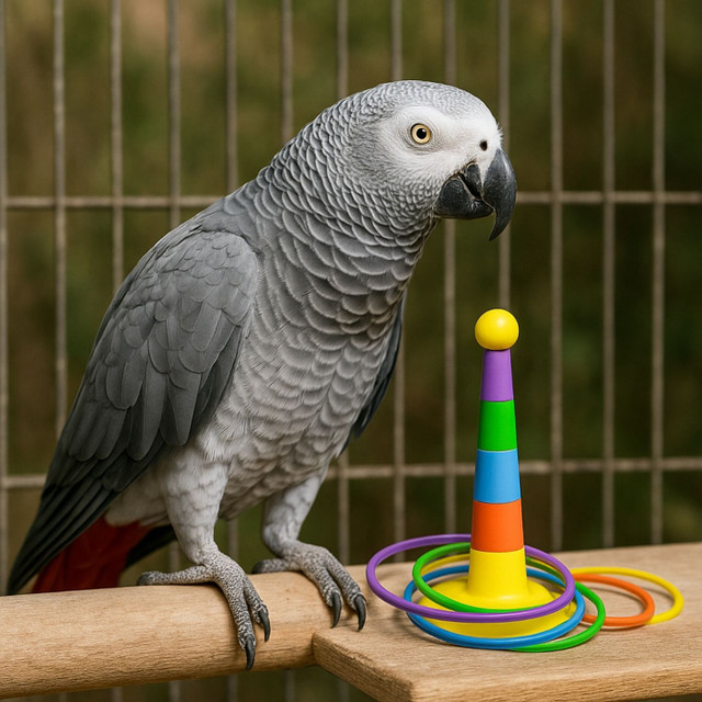 Rainbow Hula Hoops Rings Trick Training Parrot Toy - Tall