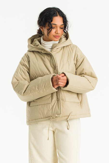 String Padded Jacket, Beige