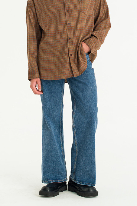 Menswear | Wide Bootcut Jeans, Mid Blue