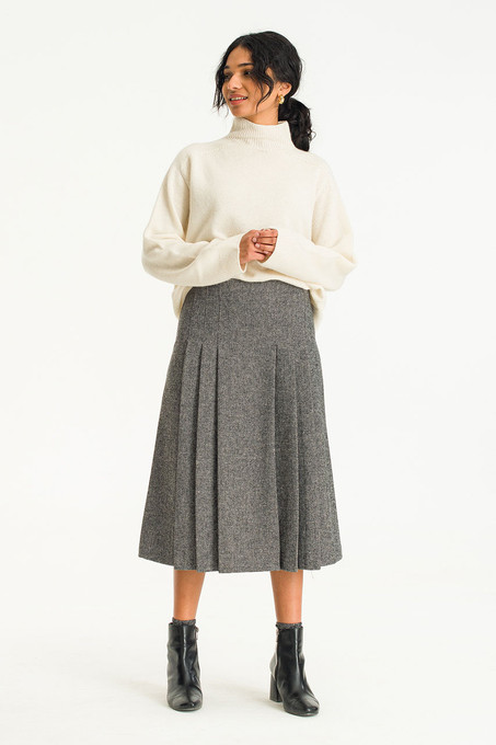 Emma Wool Blend Skirt, Black