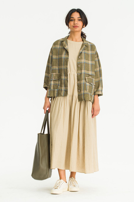 Adele Check Jacket, Khaki
