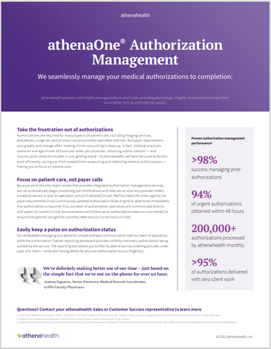 athenaOne Authorization Management Datasheet