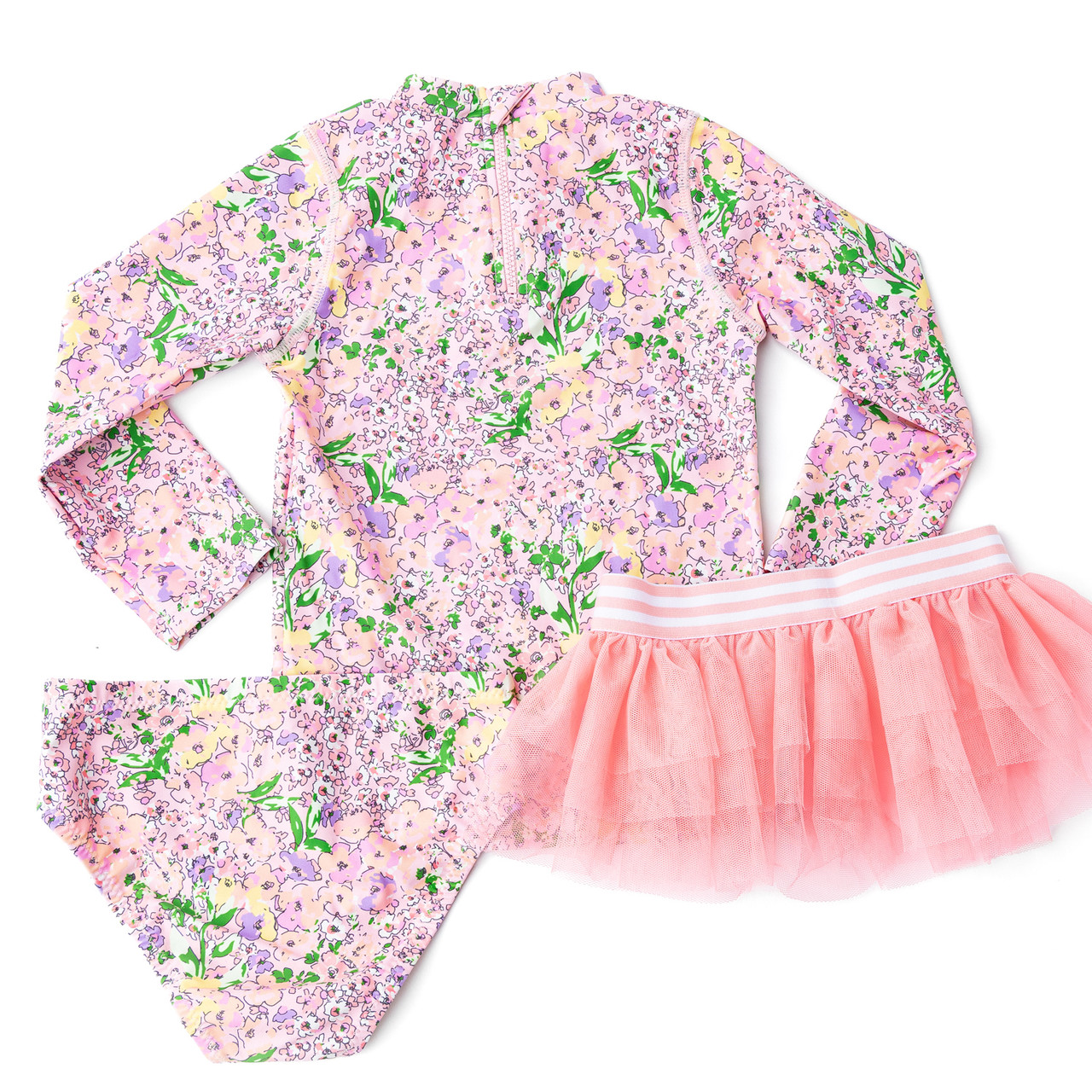 Petal Pink Girls Rashguard & Tutu Swim Set 6m-6 - Shade Critters