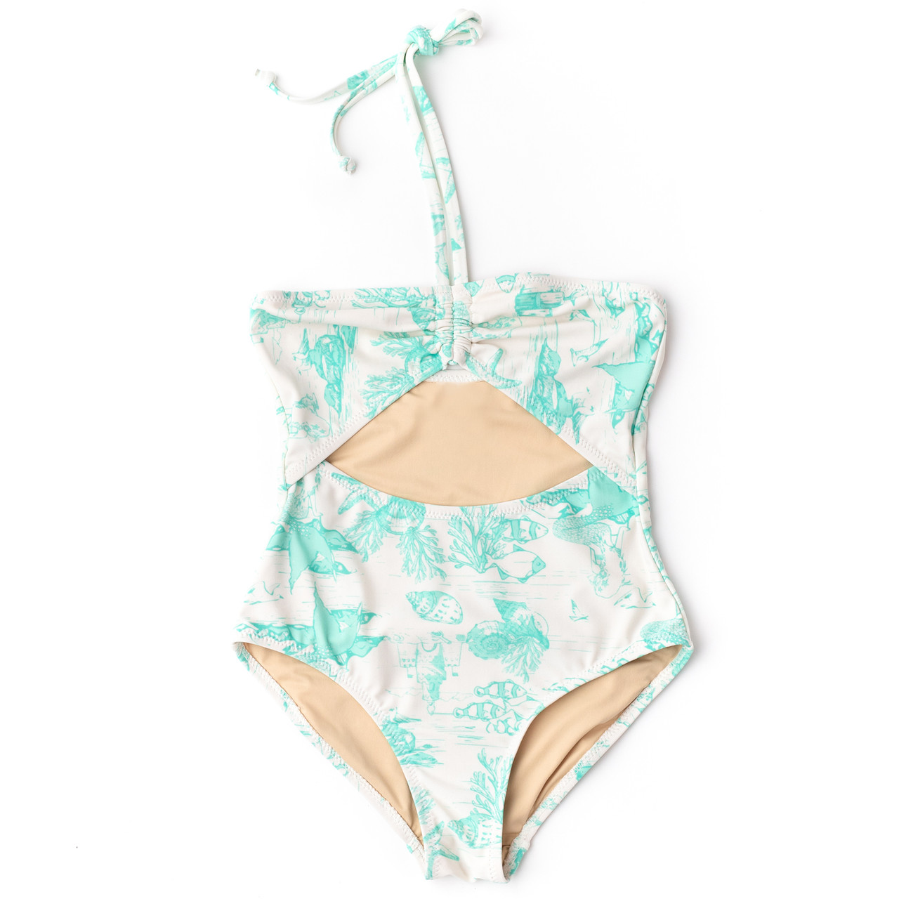 Mermaid Toile Girls Halter Cut Out One Piece Swimsuit 7-14 - Shade Critters