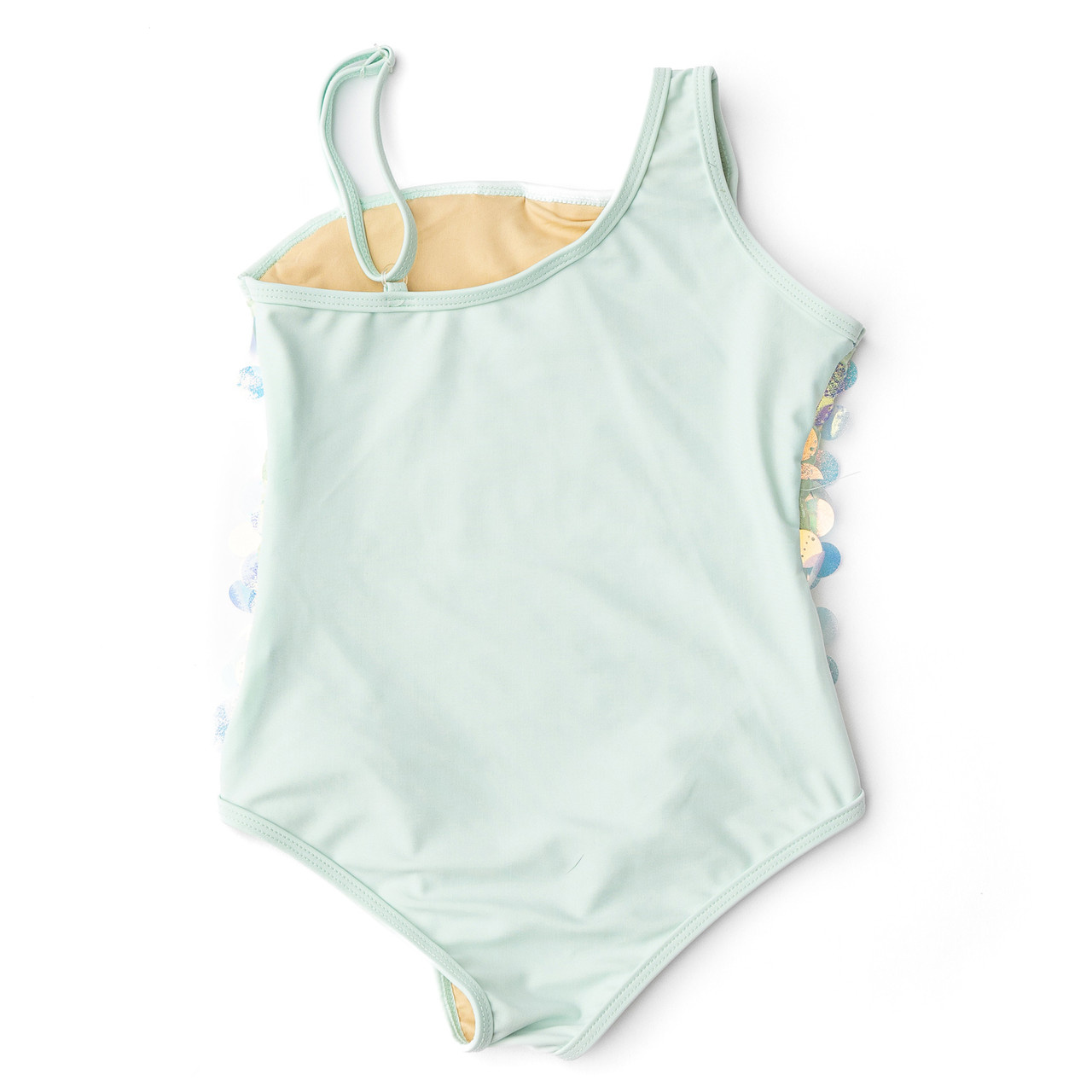 Mint Girls Paillette One Shoulder One Piece Swimsuit 3t-10 - Shade Critters