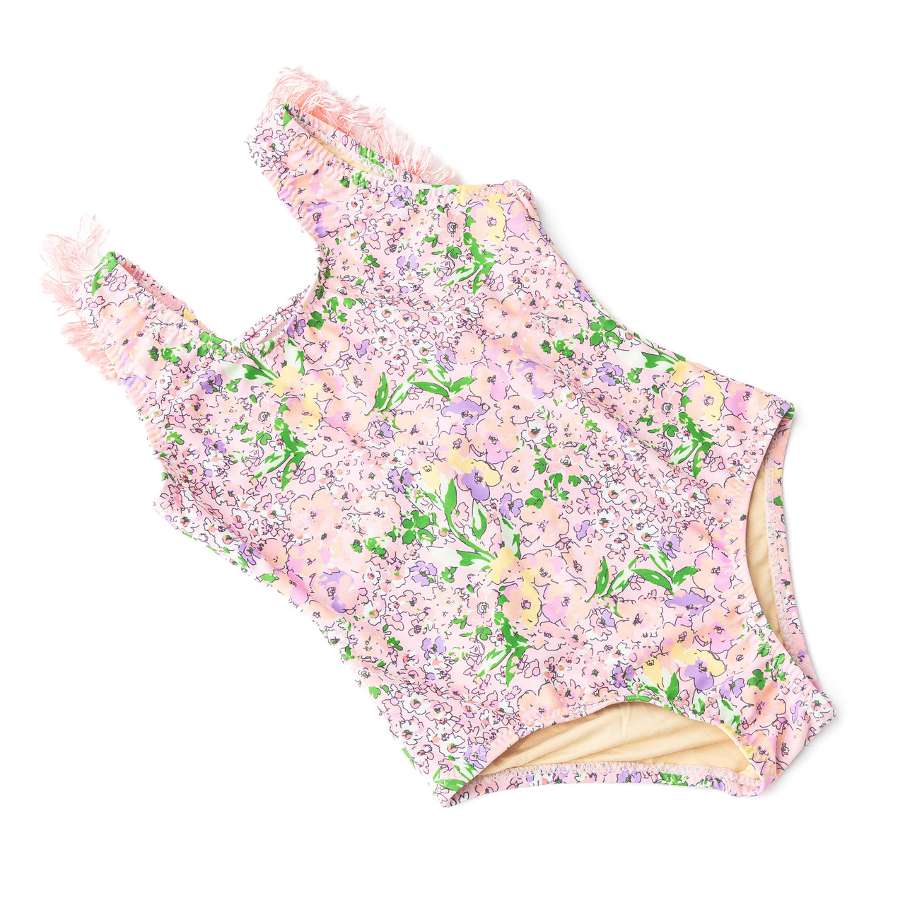 Petal Pink Girls Fringe Back One Piece Swimsuit 6m-14 - Shade Critters