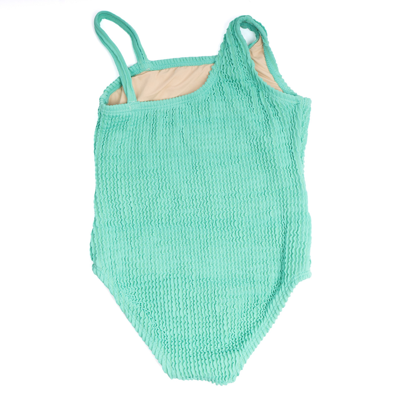 Green Girls Crinkle Textured One Shoulder One Piece Swimsuit 3-14 ...