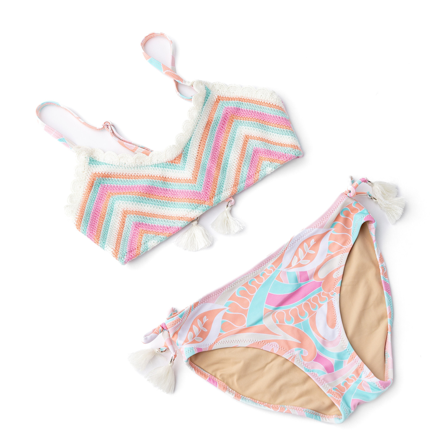 Tutti Fruity Tween Girls Crochet Tie Back Swimsuit 7-14 - Shade Critters