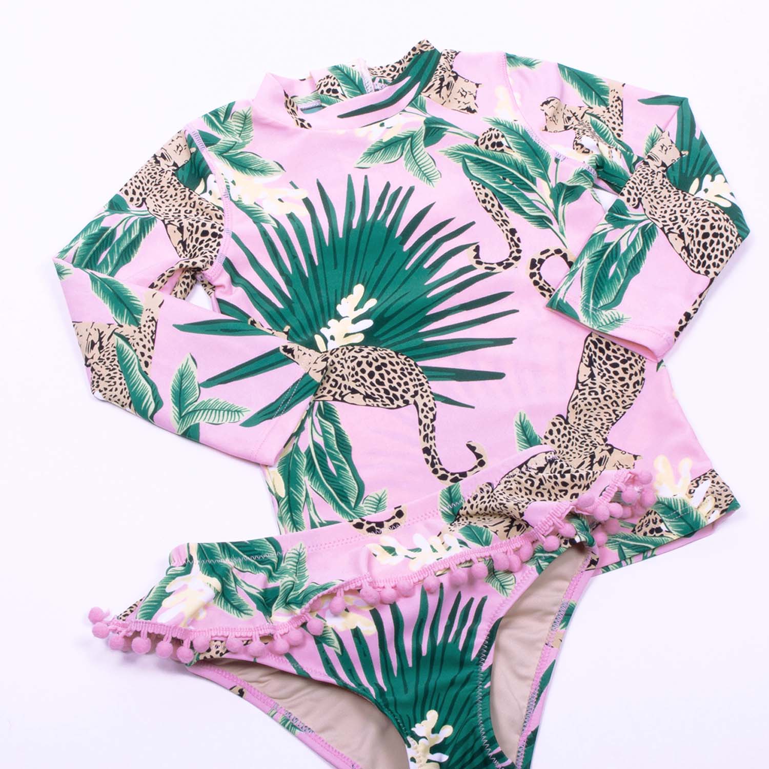 Tropical Leopard Girls Two Piece Rashguard Swim Set 6m-6 - Shade Critters