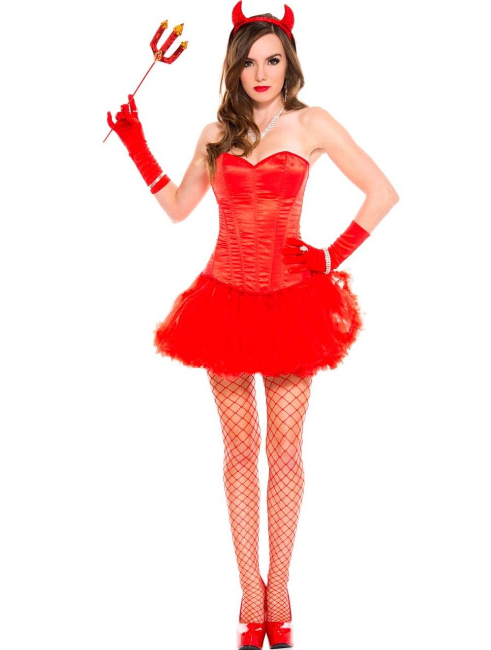 Sexy Music Legs Black Red White Lace Up Corset Devil Flapper Bride Bridal Costume Lingerie