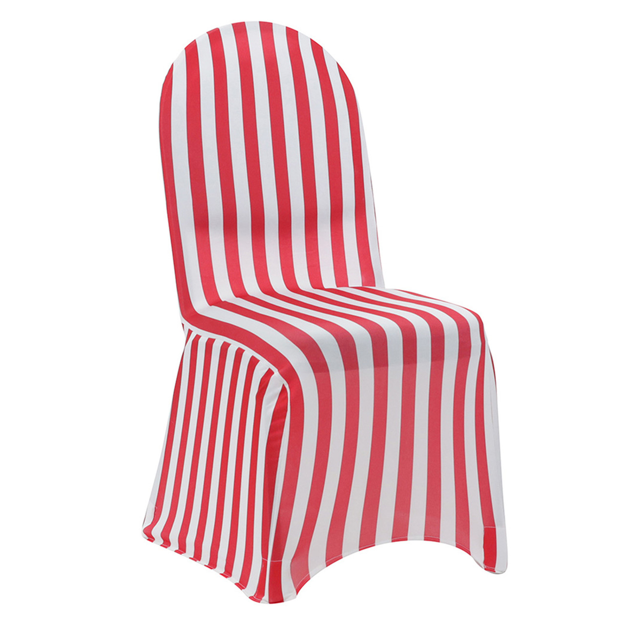 Stretch Spandex Banquet Chair Cover Striped White and Red | Your Chair ...