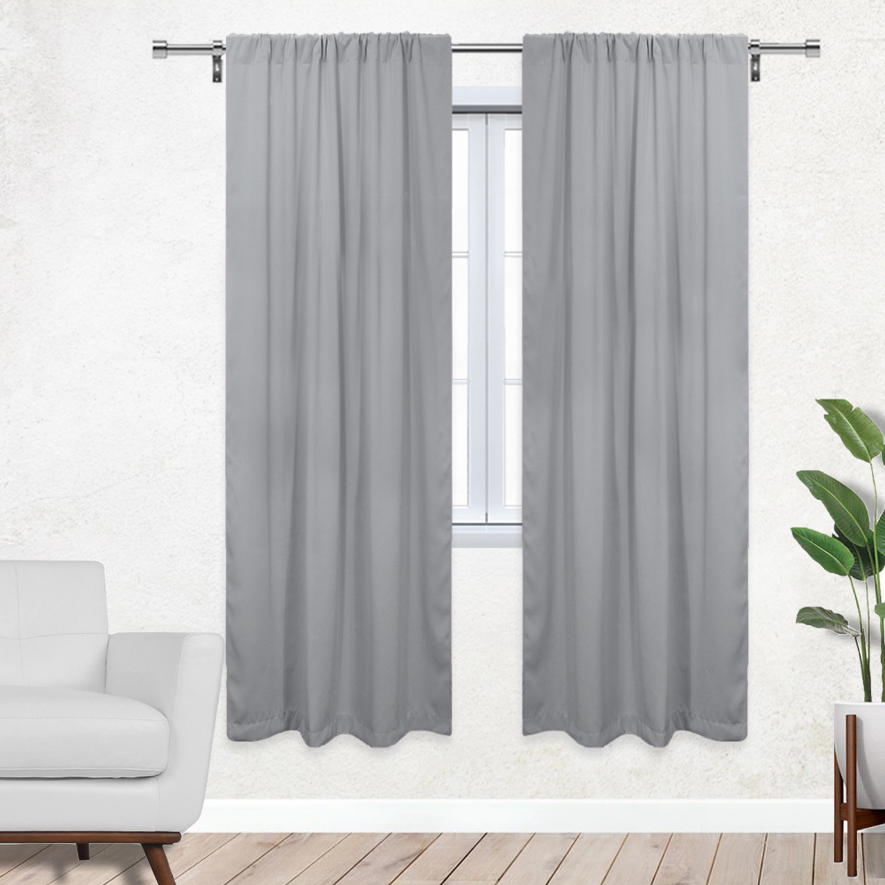 42 X 84 Inch Blackout Polyester Curtains With Rod Pockets Gray 2 42 X 84 Inch Blackout Polyester Curtains With Rod Pockets Gray 2
