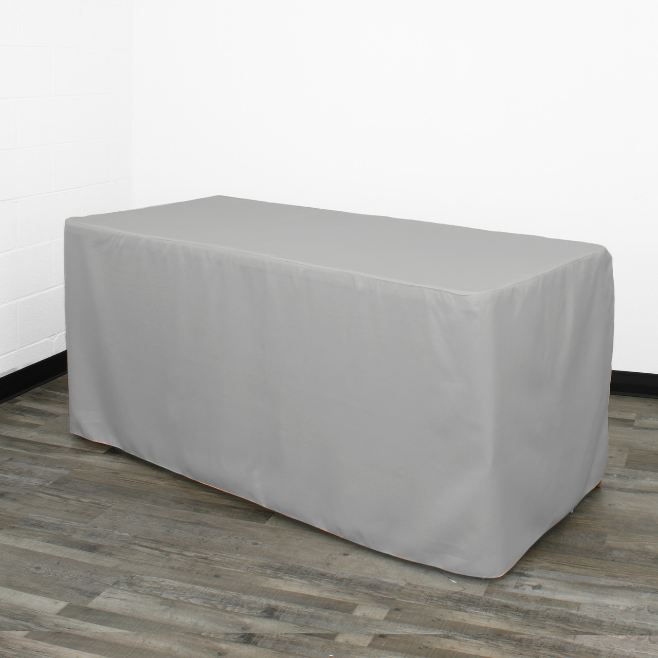 6 ft Fitted Polyester Tablecloth Rectangular Gray Your Chair Covers Inc