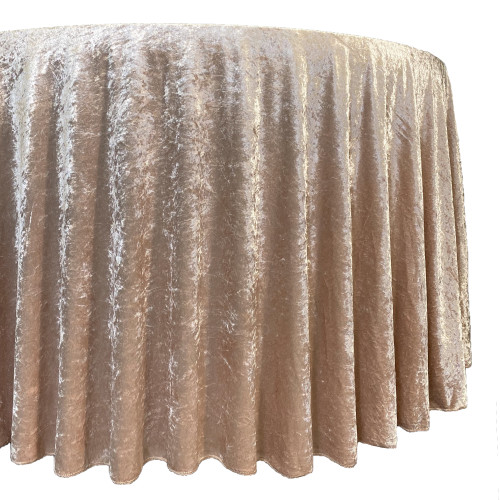 132 Inch Round Crushed Velvet Tablecloth Blush | Your Chair Covers Inc