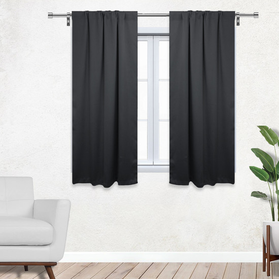 52 X 63 Inch Blackout Polyester Curtains with Rod Pockets Black - 2 ...