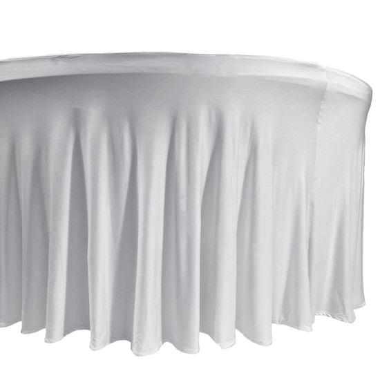 Stretch Spandex 6 ft Round Wavy Draping Table Cover White | Your Chair ...