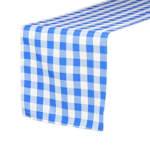 14 x 108 Inch Polyester Table Runner Checkered Royal Blue