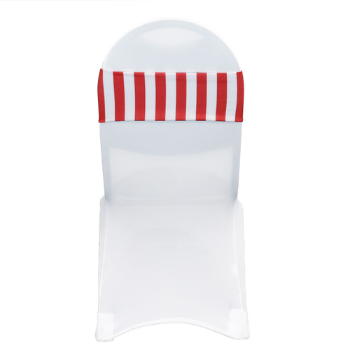 10 Pack Stretch Spandex Striped Chair Bands Red/White