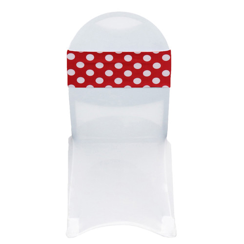 10 Pack Stretch Spandex Chair Bands Red and White Polka Dot