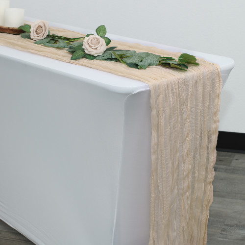 35 inch X 10 ft Gauze Cheesecloth Table Runner Champagne