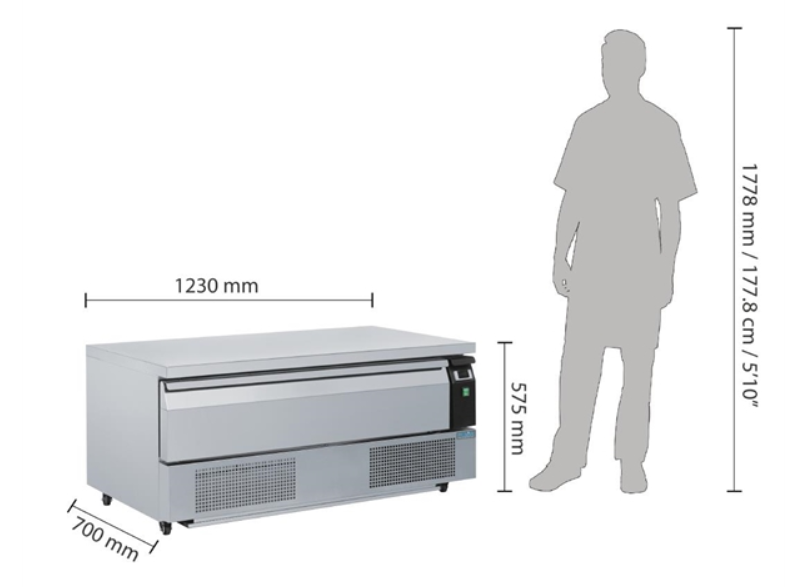 Polar DA995-A U-Series Single Drawer Counter Fridge Freezer 3xGN
