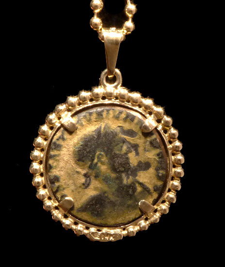 ANCIENT SUN WORSHIPPER ROMAN SUN GOD 'SOL' COIN PENDANT IN 14K GOLD ...
