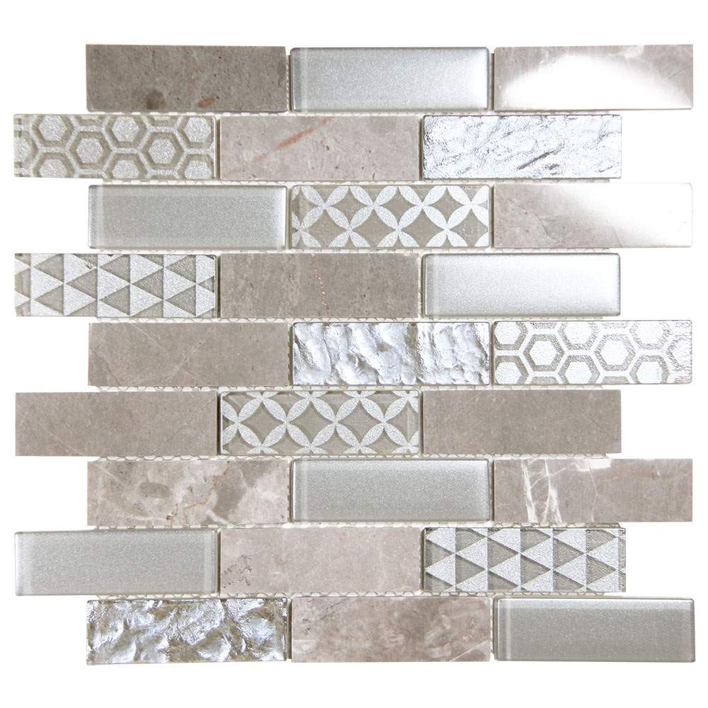 Core Silver Geometric Metallic Glass Tile