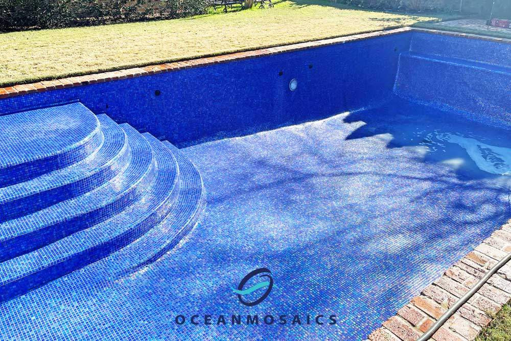 Sea Pearl Coastal Blue Iridescent 1x1 Pool Tile