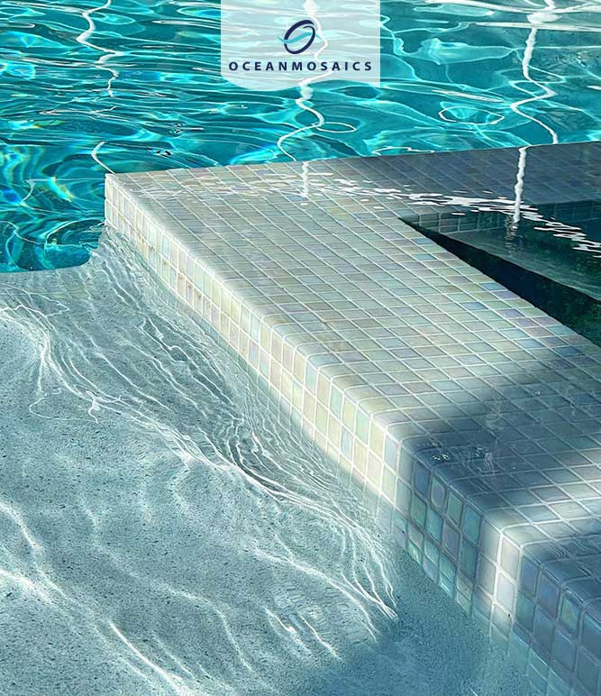 Sea Pearl Opal White Iridescent 1x1 Pool Tile