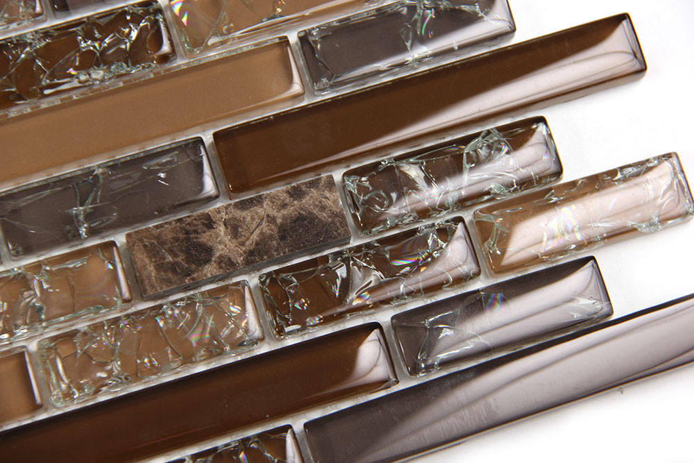 Kaia Brown Interlocking Linear Glass Mosaic Tile