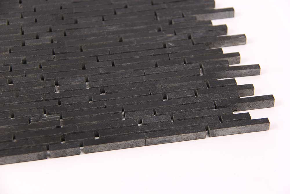 Ria Jet Black Linear Stacked Stone Tile