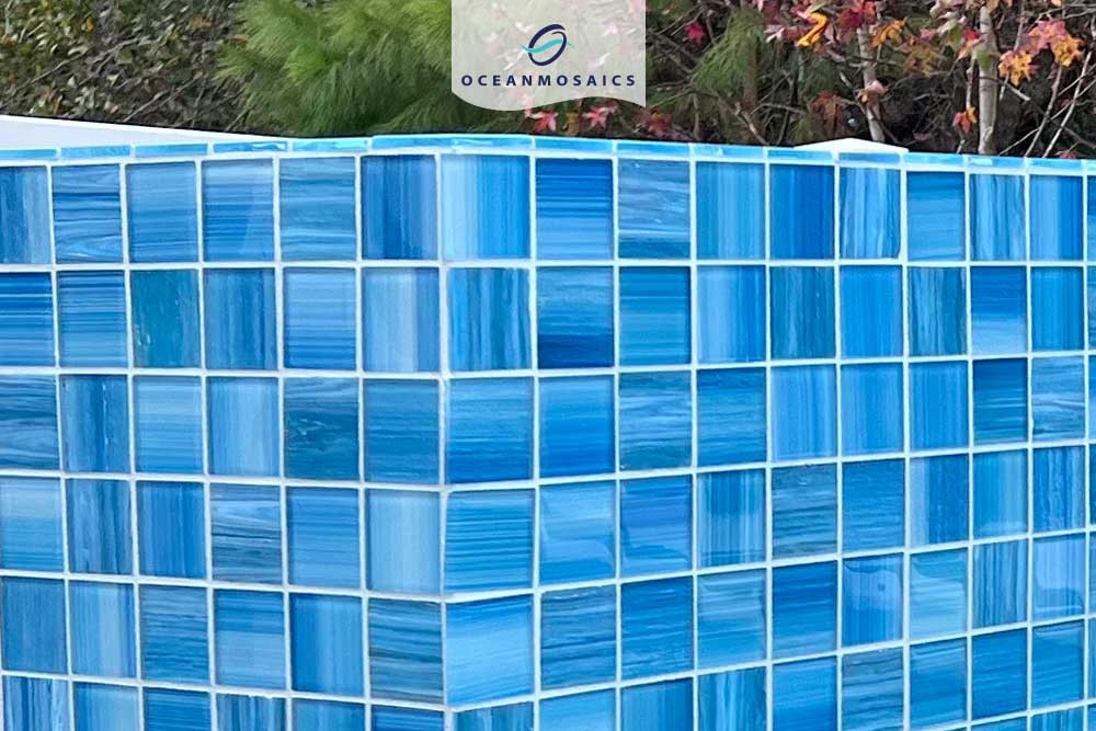 Seven Seas Caribbean Blue Polished Glass 2x2 Pool Tile