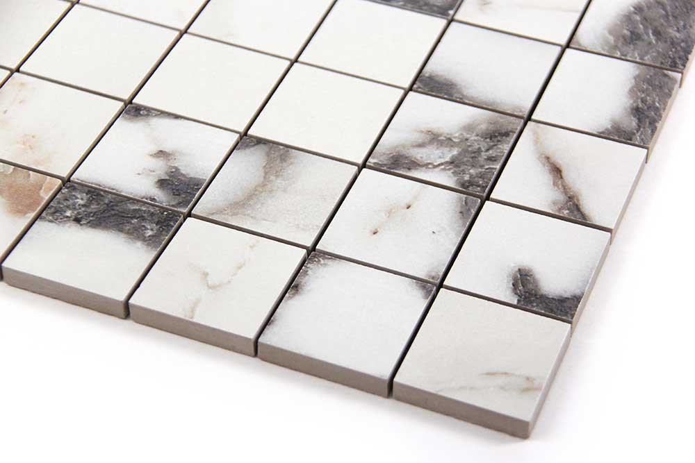 Seacoast Mystic Grey Square Porcelain Grid Mosaic Tile