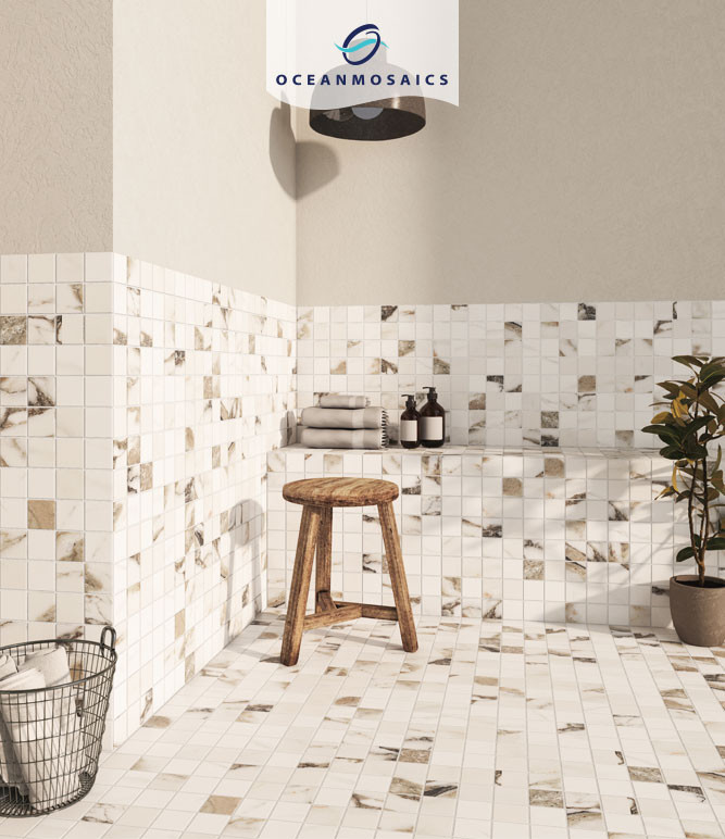 Seacoast Mystic Grey Square Porcelain Grid Mosaic Tile