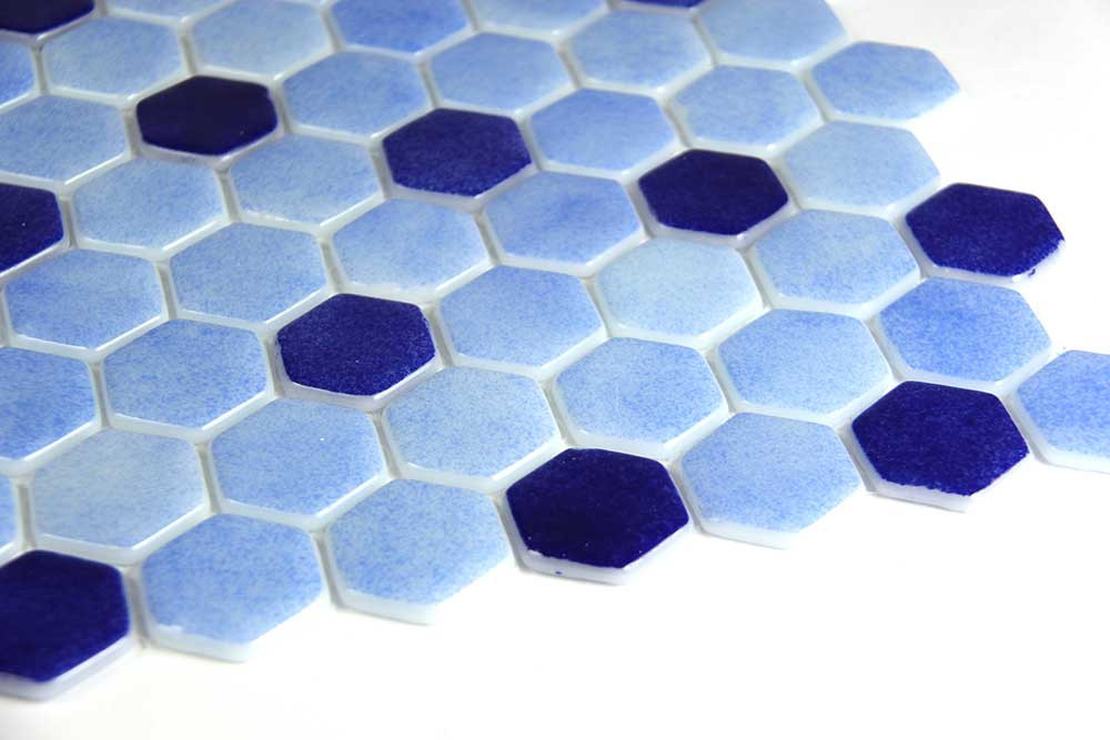 Islamorada Hexagon Ocean Blue Glass Pool Tile