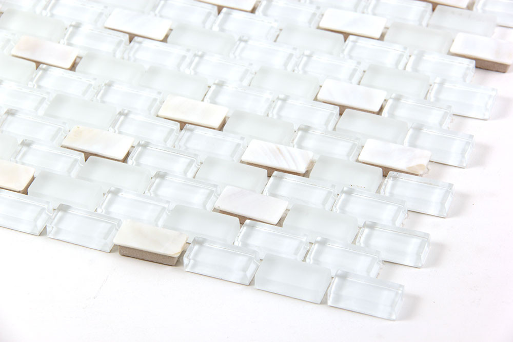 Agata Shell Mix White Mosaic Glass Tile