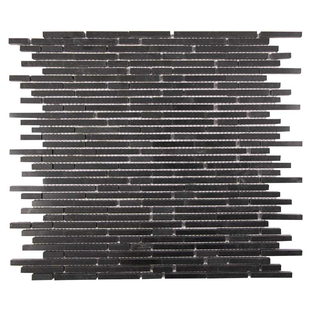 Ria Jet Black Linear Stacked Stone Tile